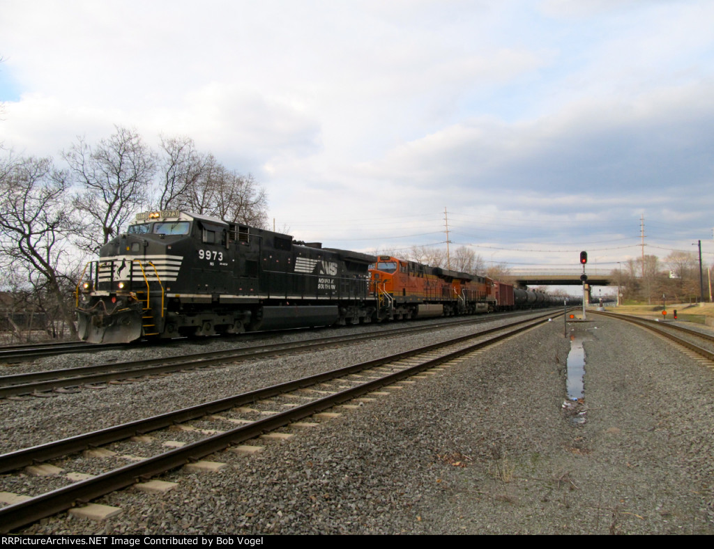 NS 9973; BNSF 7454 and 7039